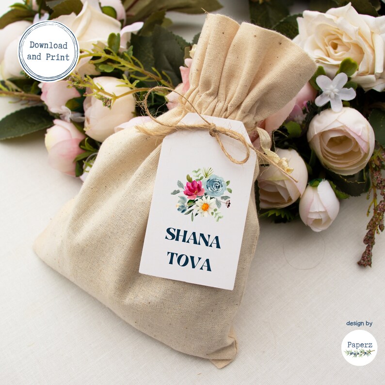 Rosh Hashanah Gift Tags, Printable Jewish New Year Gift Tag Set, Shana ...