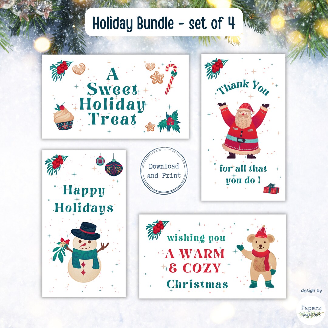 Printable Christmas Gift Tag Bundle, Favor Bag Tags, Classroom Favors ...