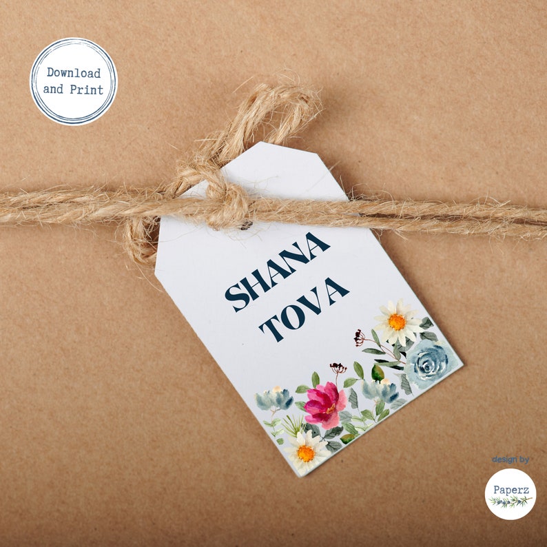 Rosh Hashanah Gift Tags, Printable Jewish New Year Gift Tag Set, Shana ...