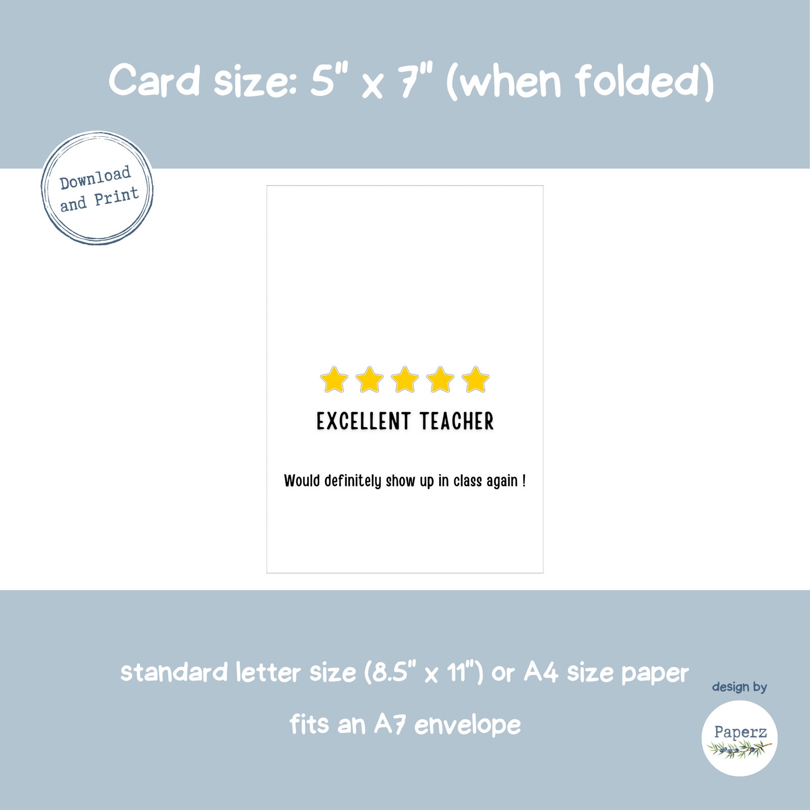 Teacher Appreciation Printable Card, Last Day of School Teacher Thank ...