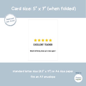 Teacher Appreciation Printable Card, Last Day of School Teacher Thank ...