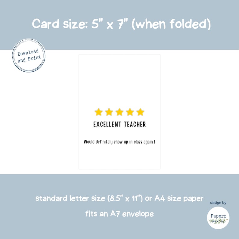 Teacher Appreciation Printable Card, Last Day of School Teacher Thank ...