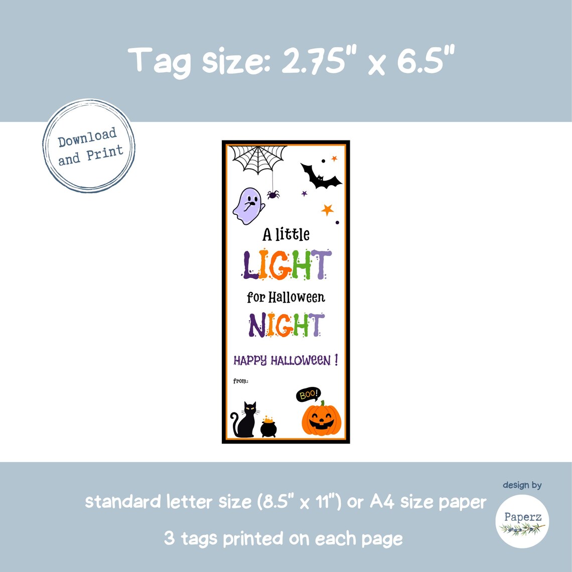 Halloween Glow Stick Tag: Printable Classroom Favor (instant Download ...