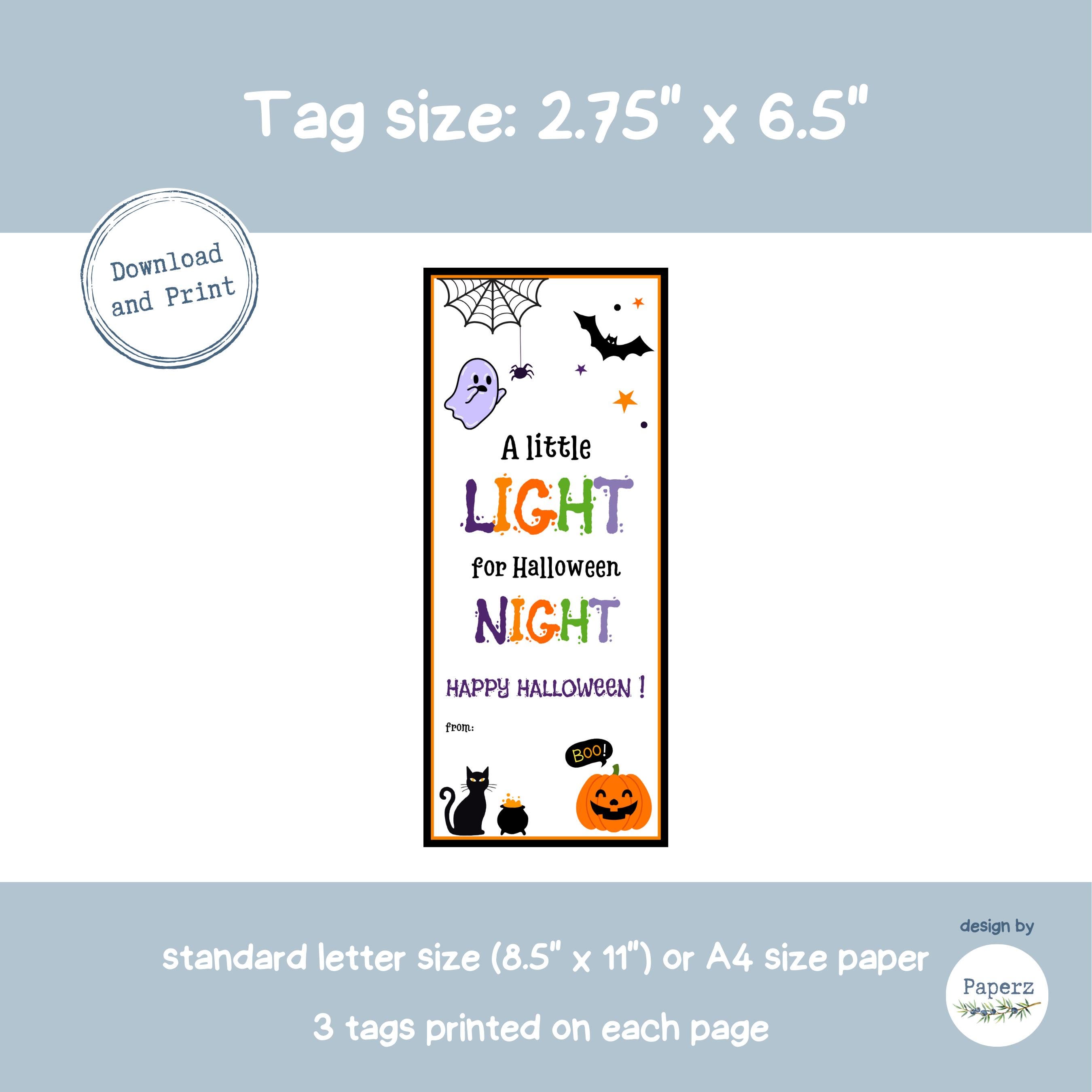Halloween Glow Stick Tag: Printable Classroom Favor (instant Download ...