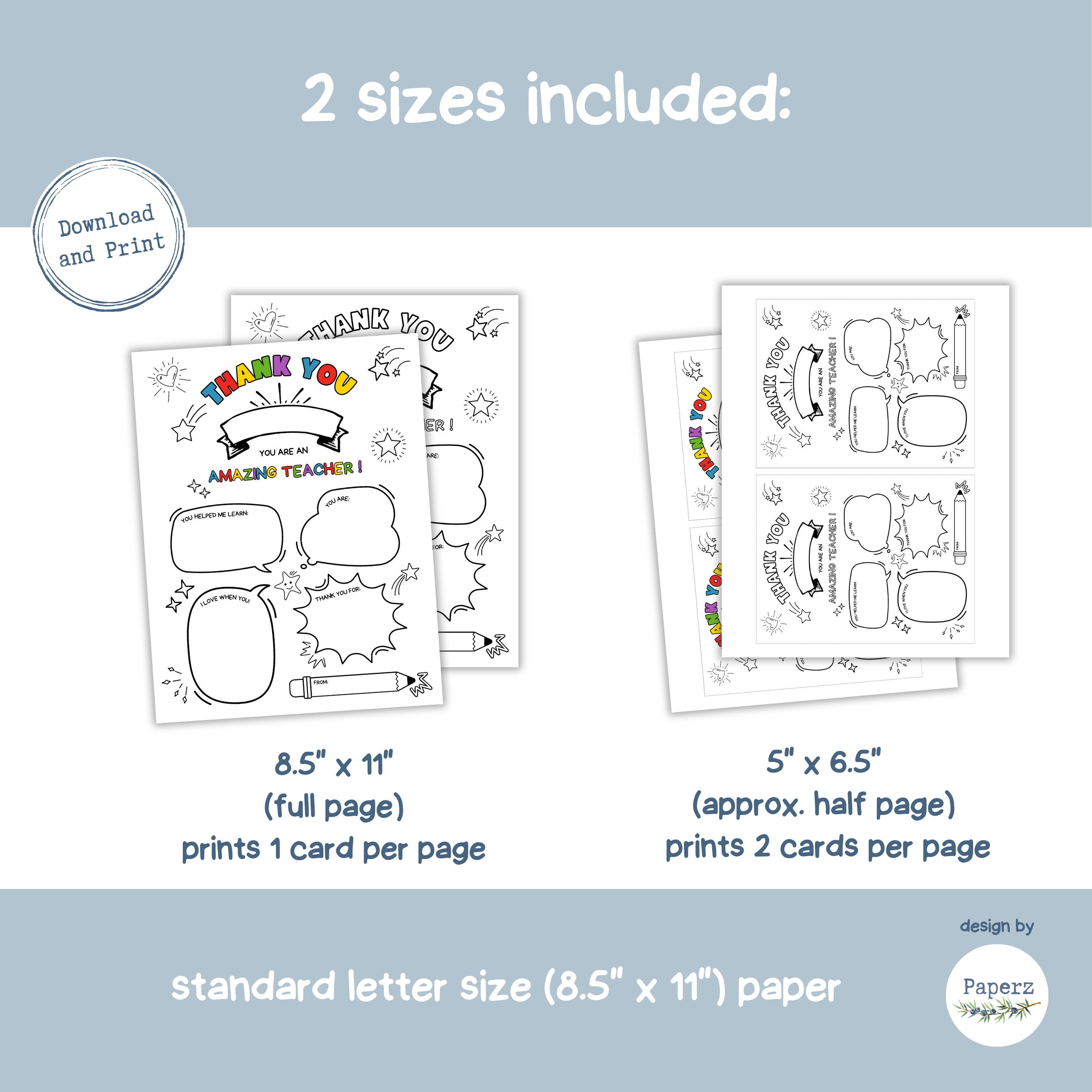 Teacher Thank You Printable Card | Teacher Appreciation COLORING Card ...