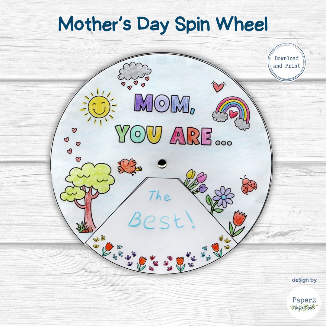 Mothers Day Coloring Wheel Spin Wheel Craft for Kids Printable Gift ...