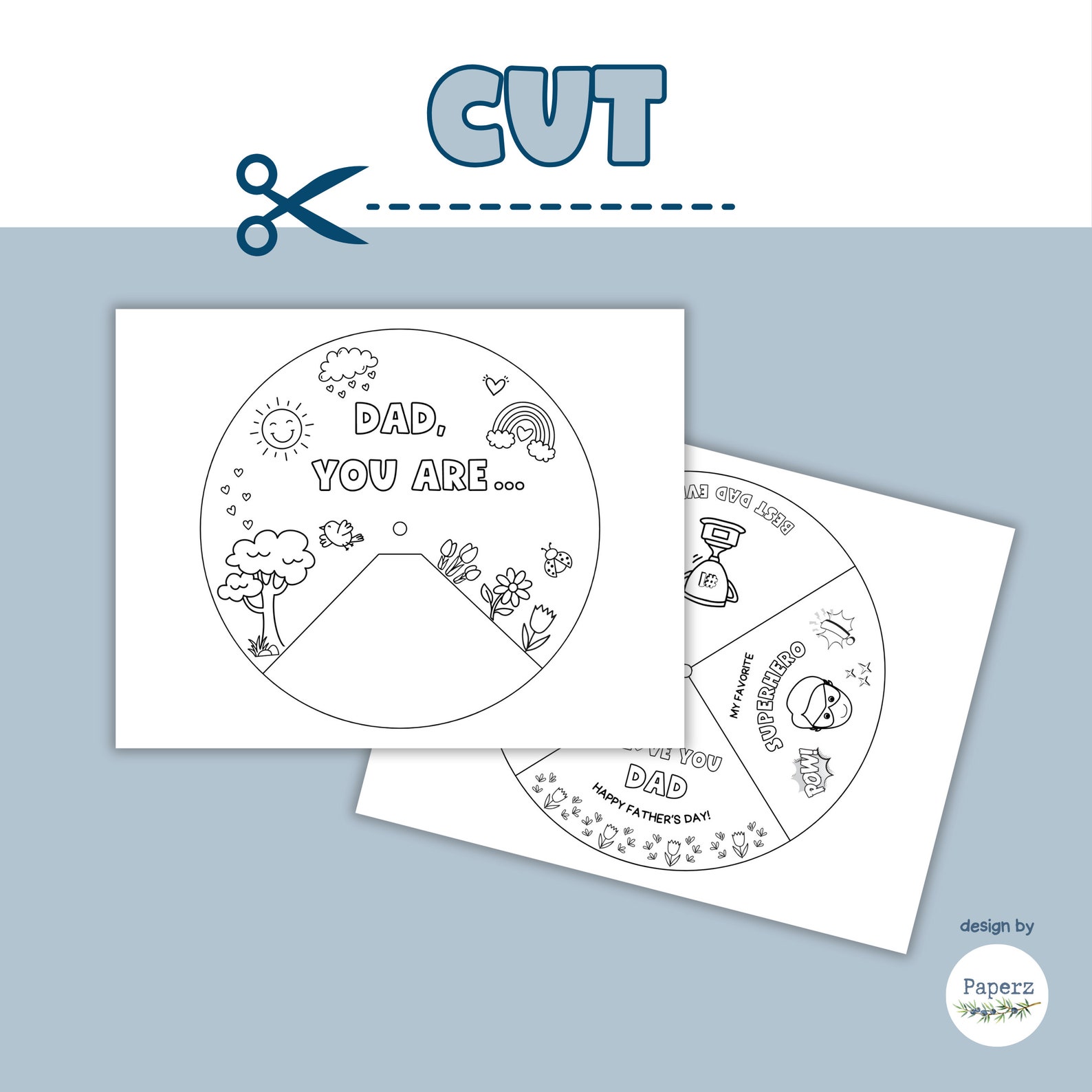 Father’s Day Spinner Craft for Kids | Printable Coloring Wheel Gift for ...