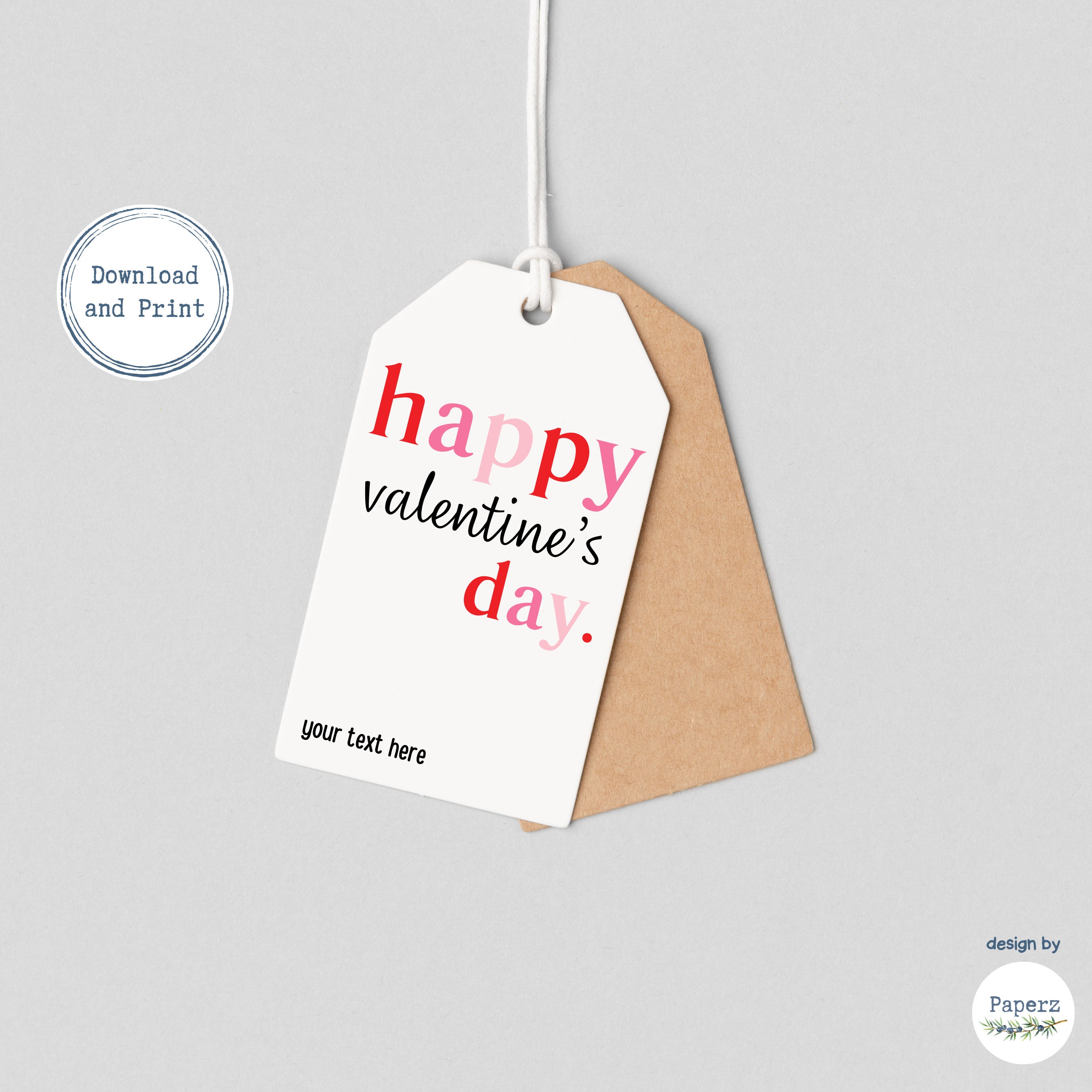 Editable Valentines Day Tag Printable Valentine Hang Tag, Favor Tag ...