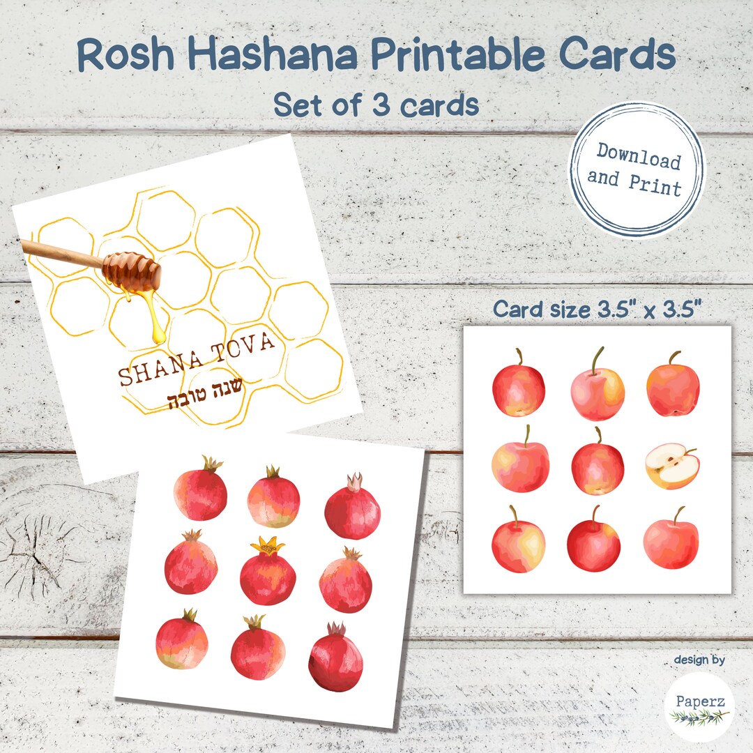 Shana Tova Card, Rosh Hashana Printable Greeting Card, Jewish New Year ...