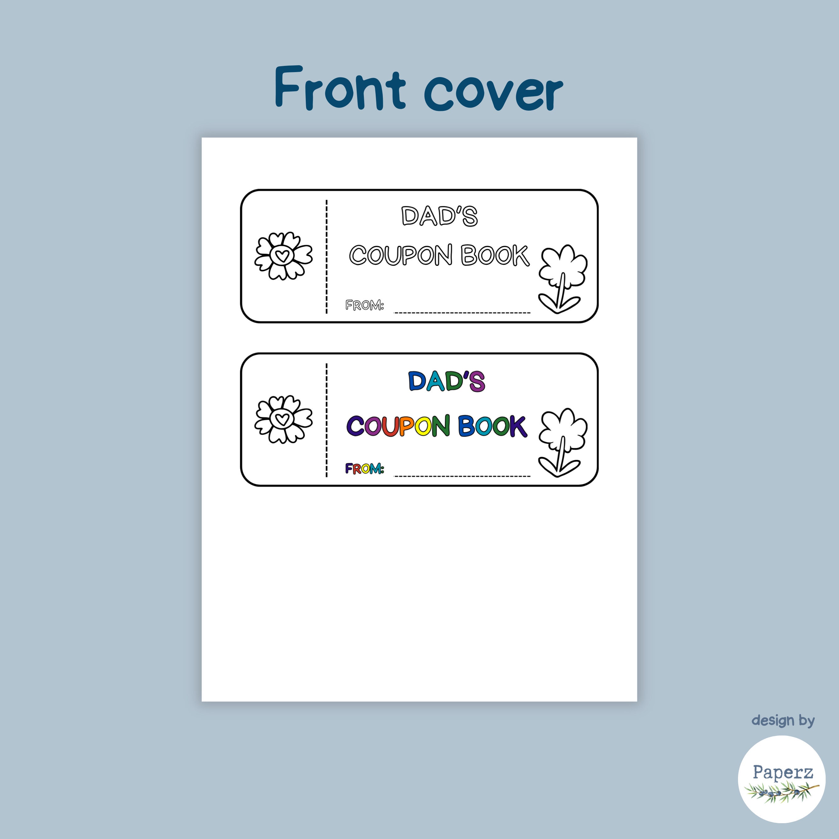 DIY Birthday Coupon Book for Dad: Kids Coloring Craft (instant Download ...