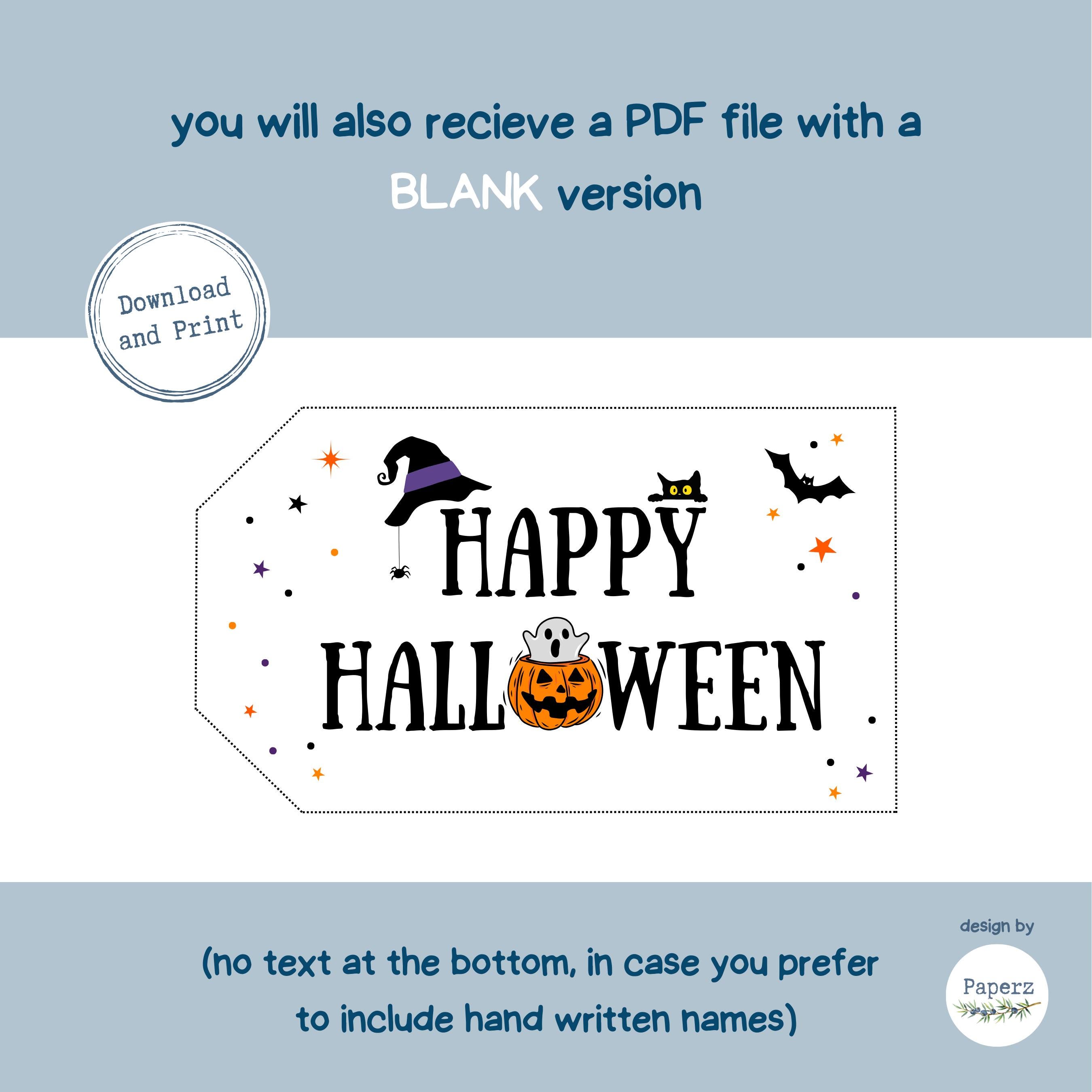 Happy Halloween Gift Tag Printable Template, Trick or Treat Favor Bag ...
