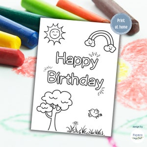 Kids Birthday Coloring Card: Printable DIY Craft (PDF) - Etsy