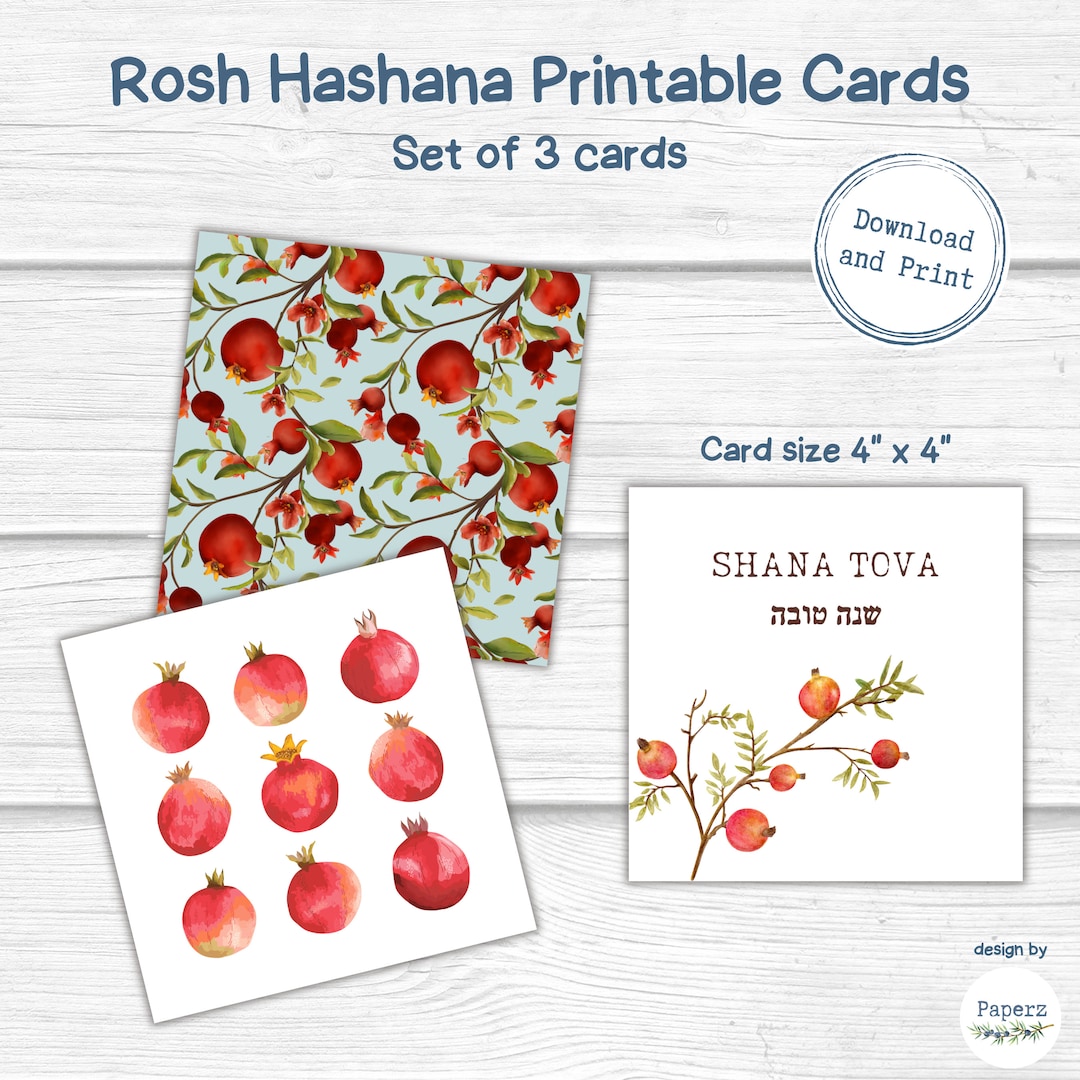 Shana Tova Card, Rosh Hashana Printable Greeting Card, Jewish New Year ...