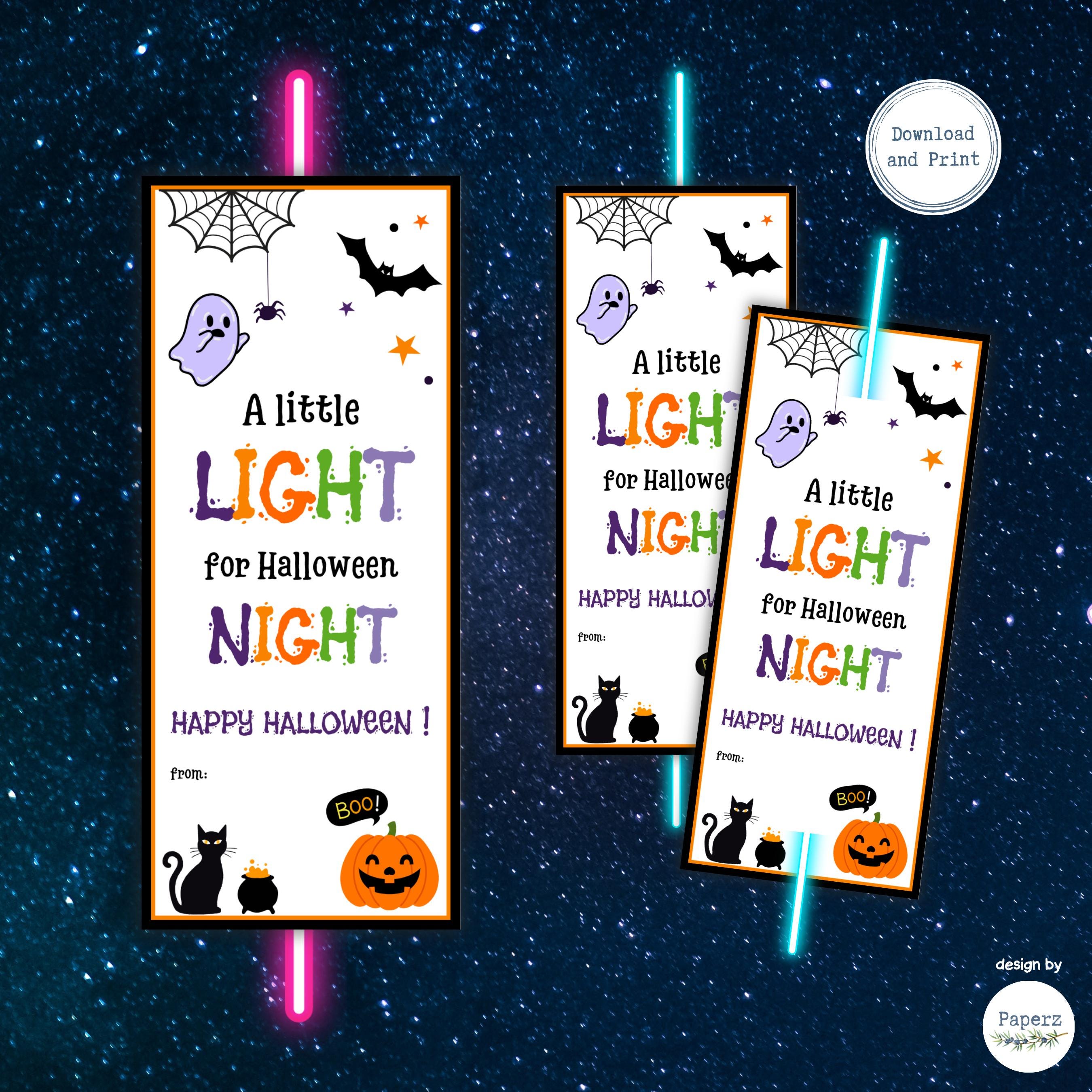 Halloween Glow Stick Tag: Printable Classroom Favor (instant Download ...
