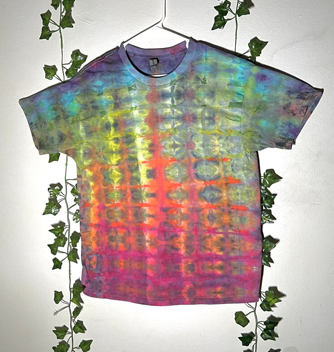 Unisex Adult Large Rainbow Glitch Tie Dye, Tie Dye T Shirt, Colorful T ...