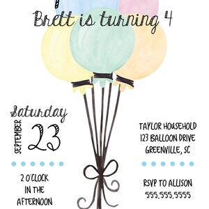 Balloon Birthday Invitation - Etsy