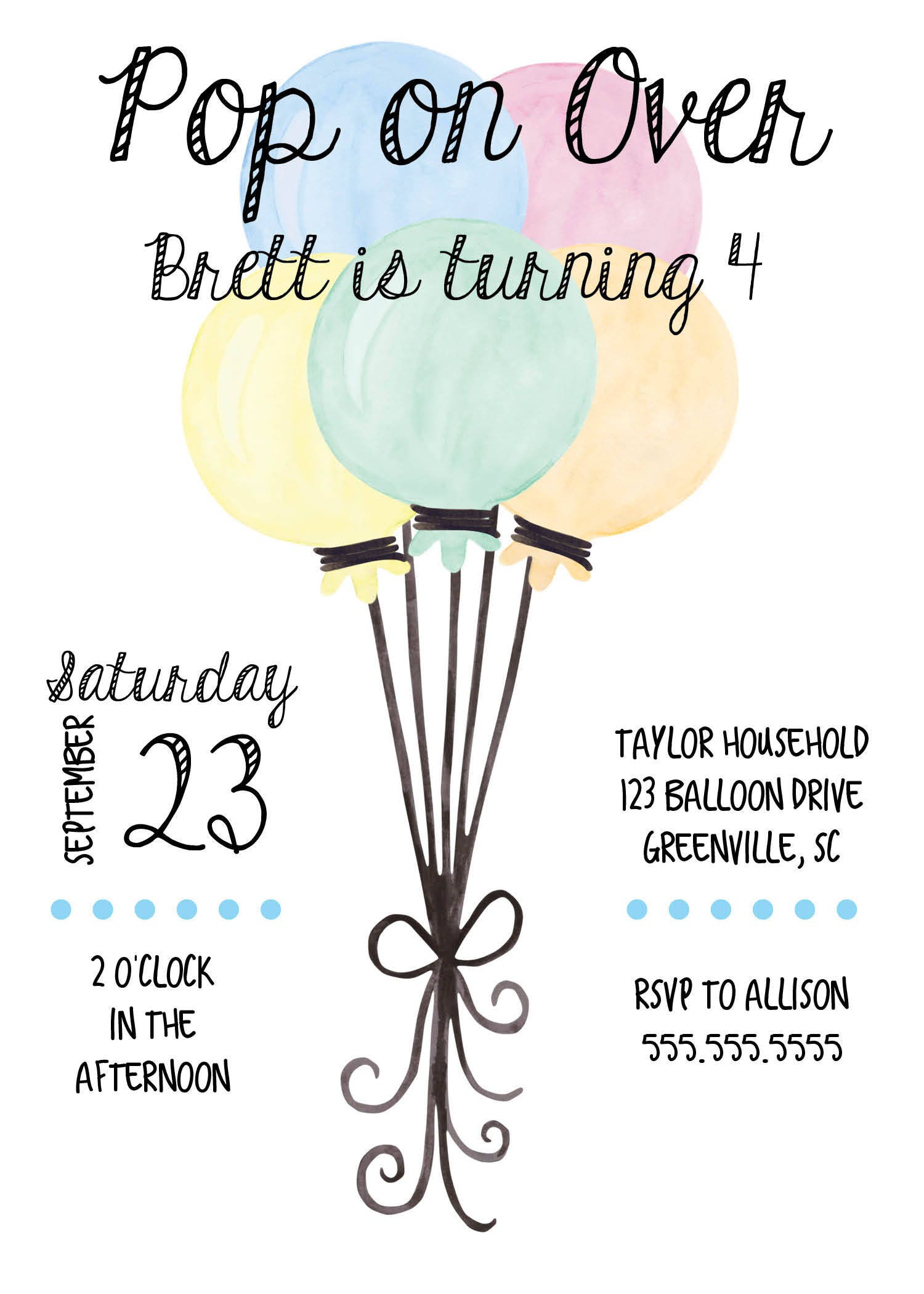 Balloon Birthday Invitation - Etsy