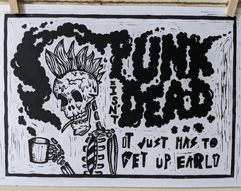 Punk Linocut Print - Etsy