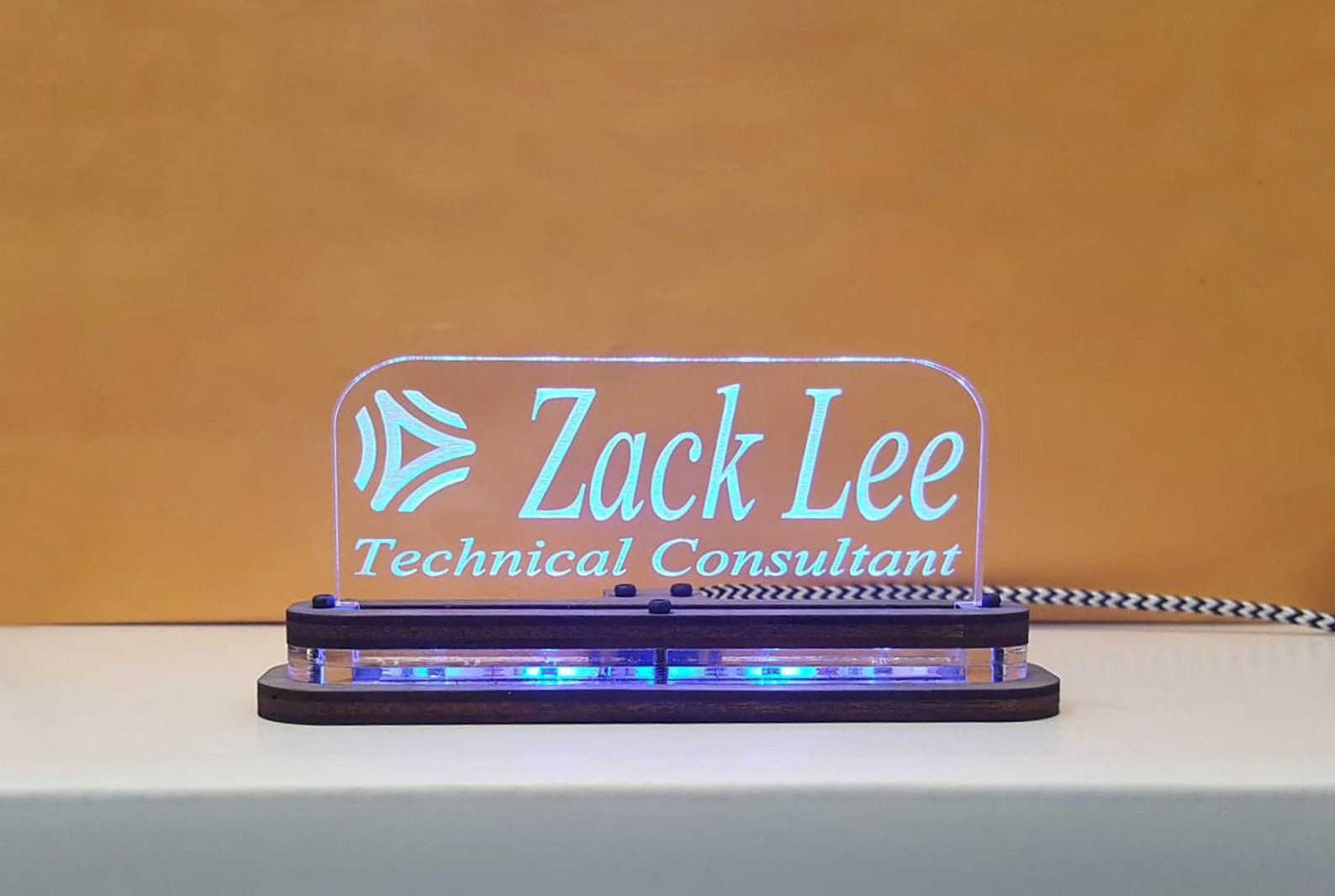 Personalized Light Up LED Desk Name Plate Wood and Acrylic | Etsy