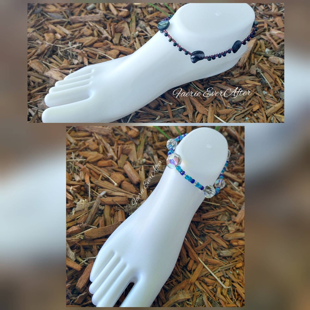 Beaded Wire Anklet, Mermaid, Chunky Beads, Boho, Hippie, Ankle Bracelet ...