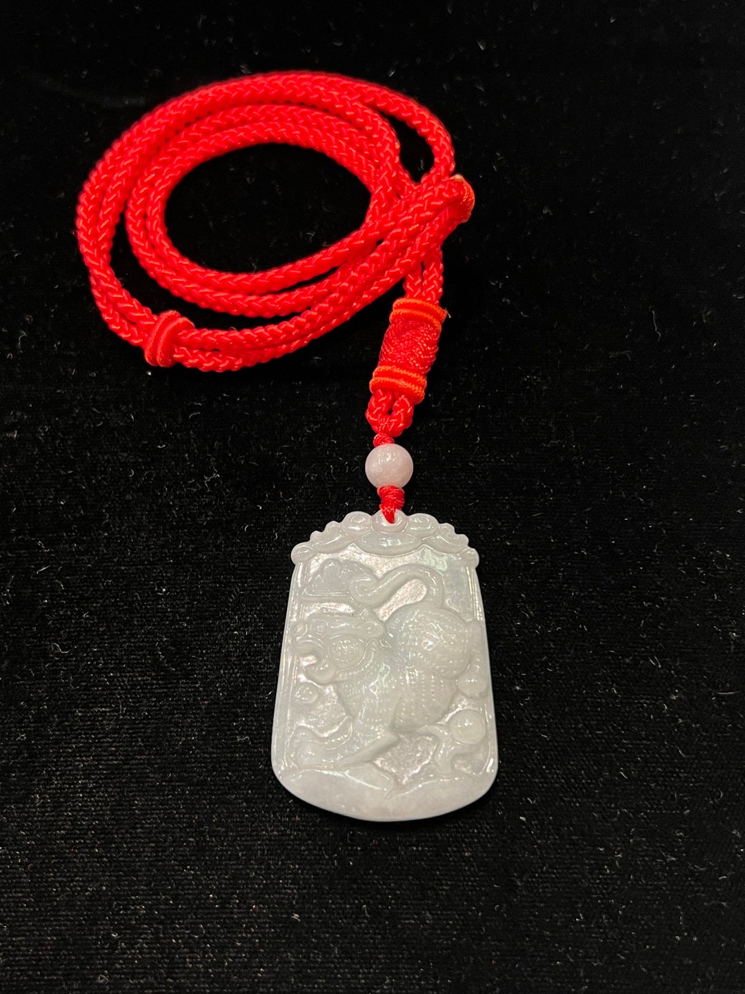 Jadeite Tiger Necklace, Red String Jade Necklace, Everyday Necklaces ...