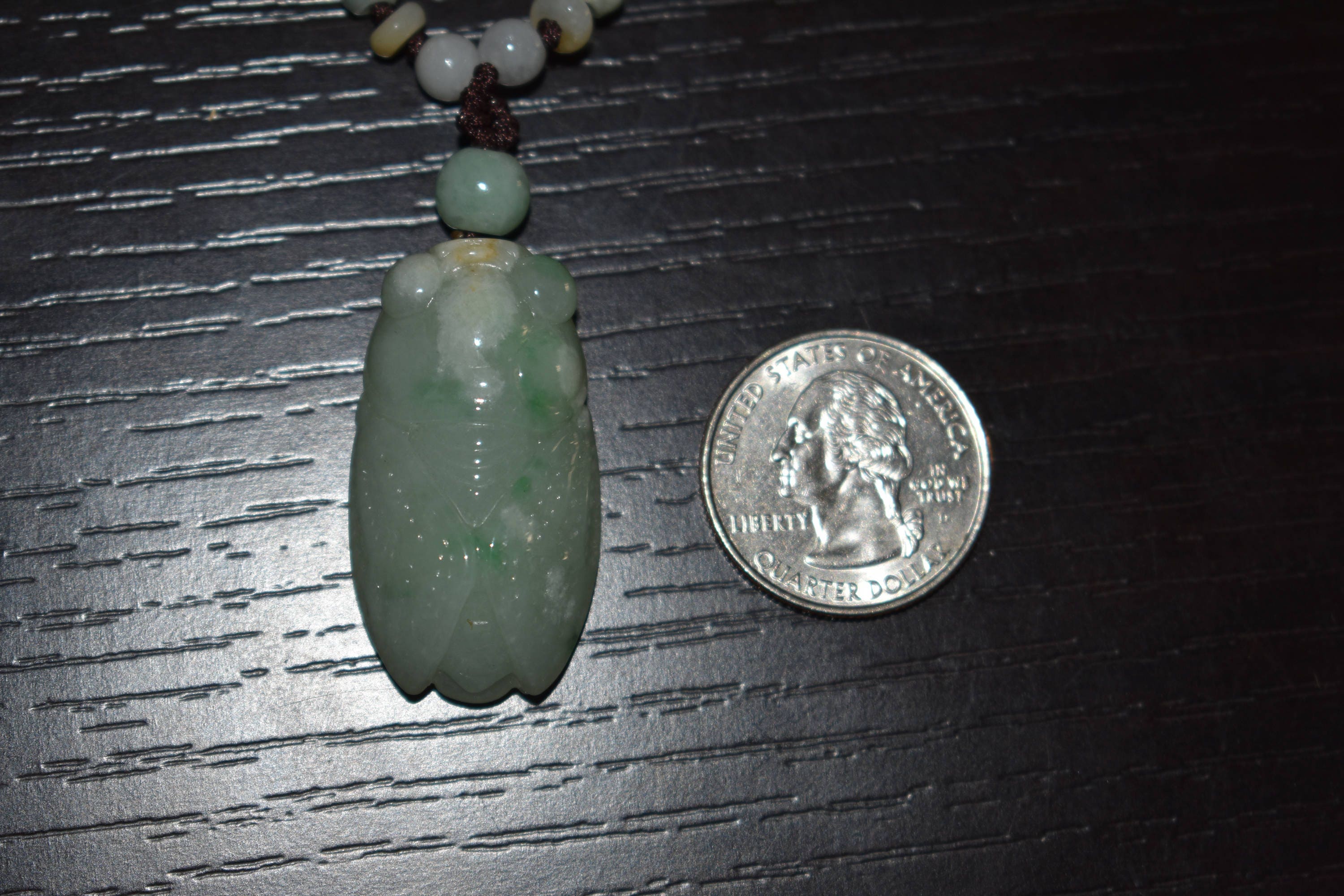 Jadeite Cicada Necklace Brown String Jade Necklace Everyday - Etsy