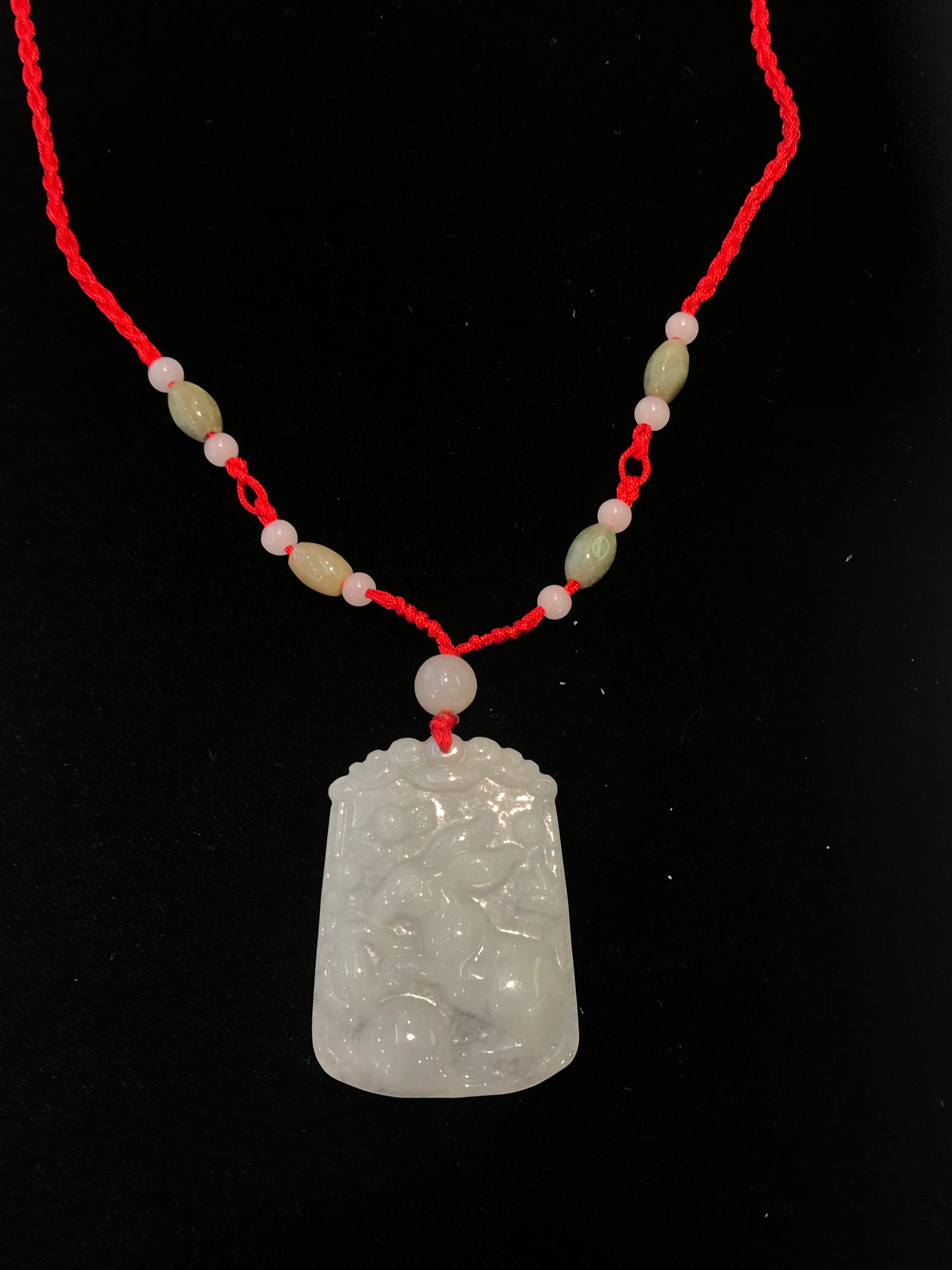 Jadeite Rabbit Necklace, Red String Jade Necklace, Everyday Necklaces ...