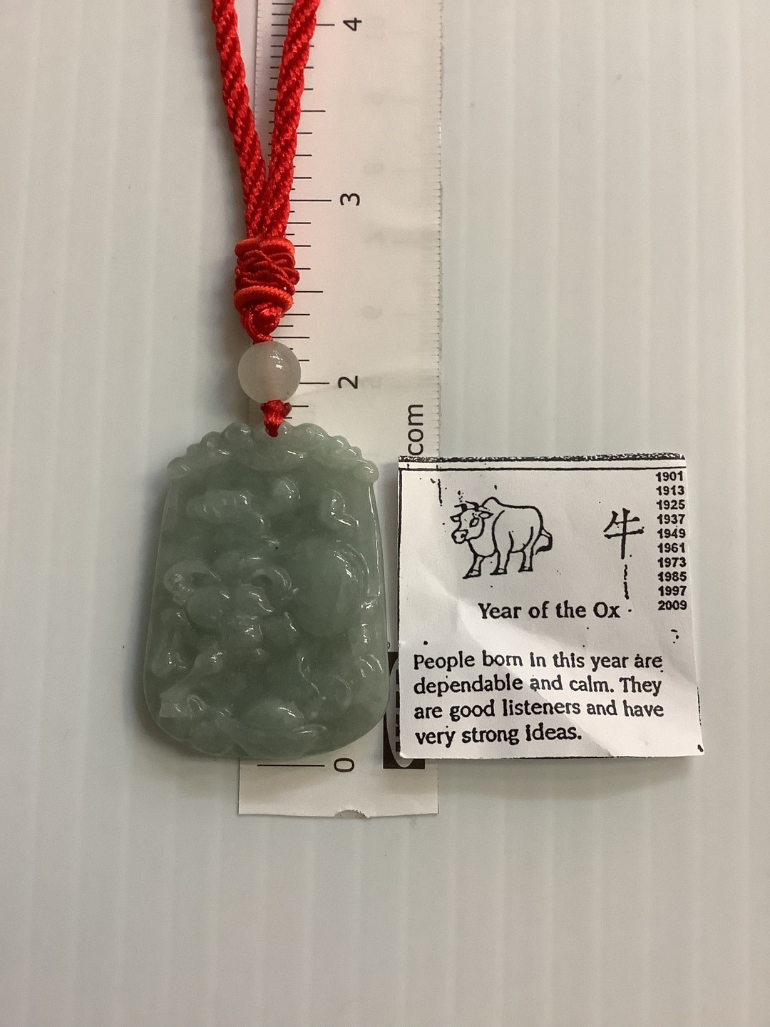 Jadeite Ox Necklace, Red String Jade Necklace, Everyday Necklaces, Jade ...