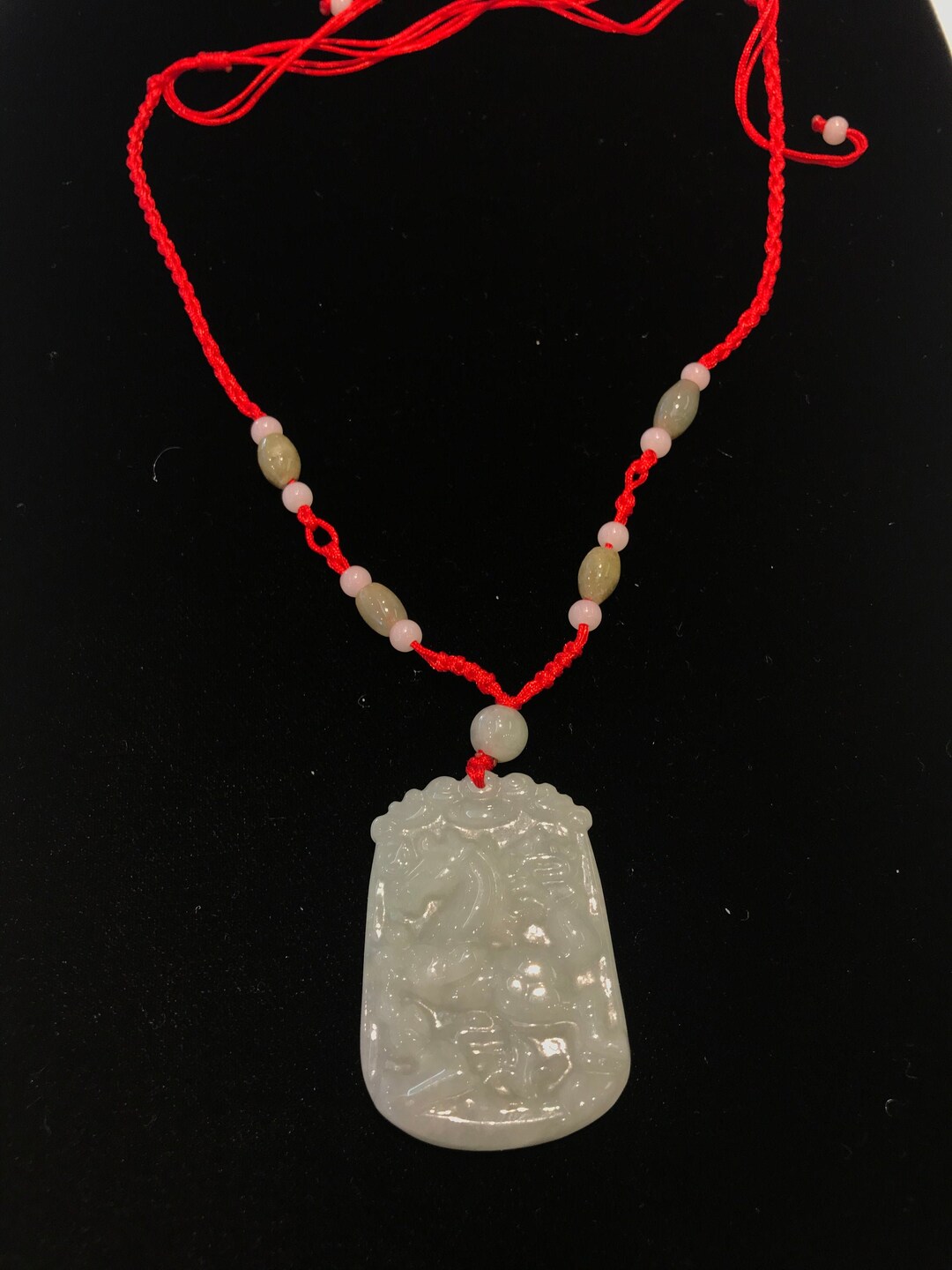 Jadeite Horse Necklace, Red String Jade Necklace, Everyday Necklaces ...
