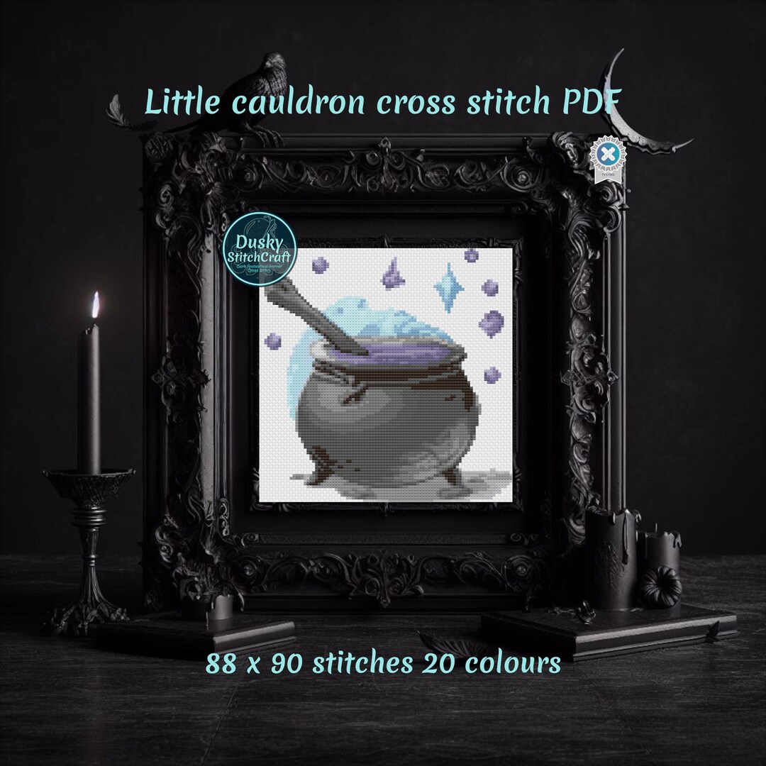 Little Cauldron Cross Stitch Pattern Small Easy Chart Purple - Etsy