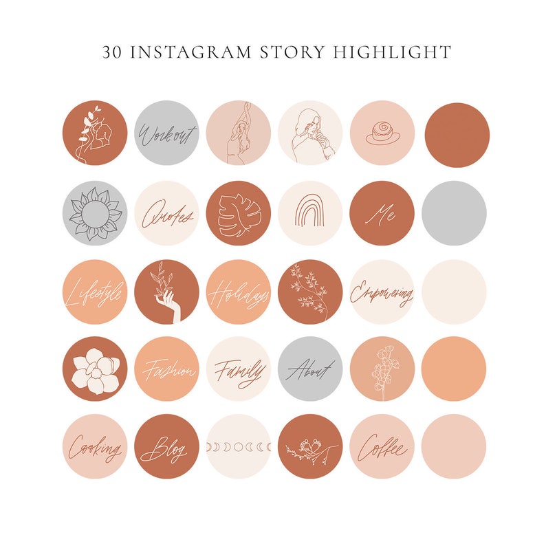30 Hand Lettered Instagram Highlight Cover | Storie Cover | Line Art ...