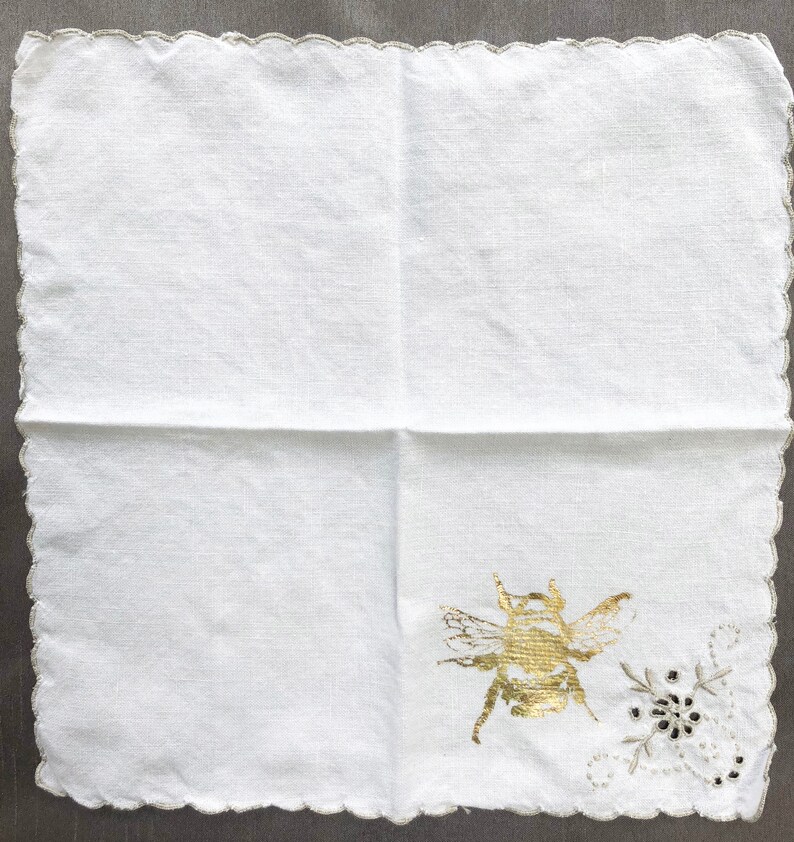 Vintage White Linen Afternoon Tea Napkins With Hand Screen - Etsy