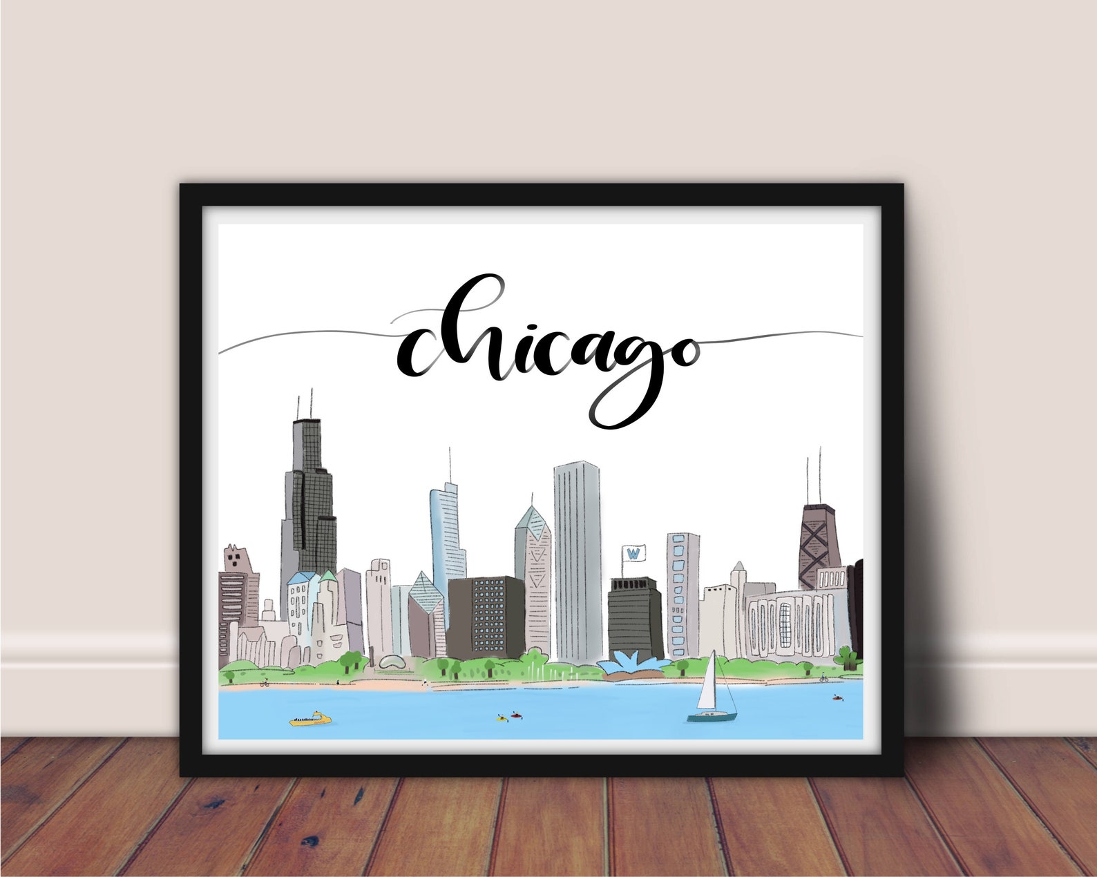 Chicago Skyline Illinois Digital Print - Etsy