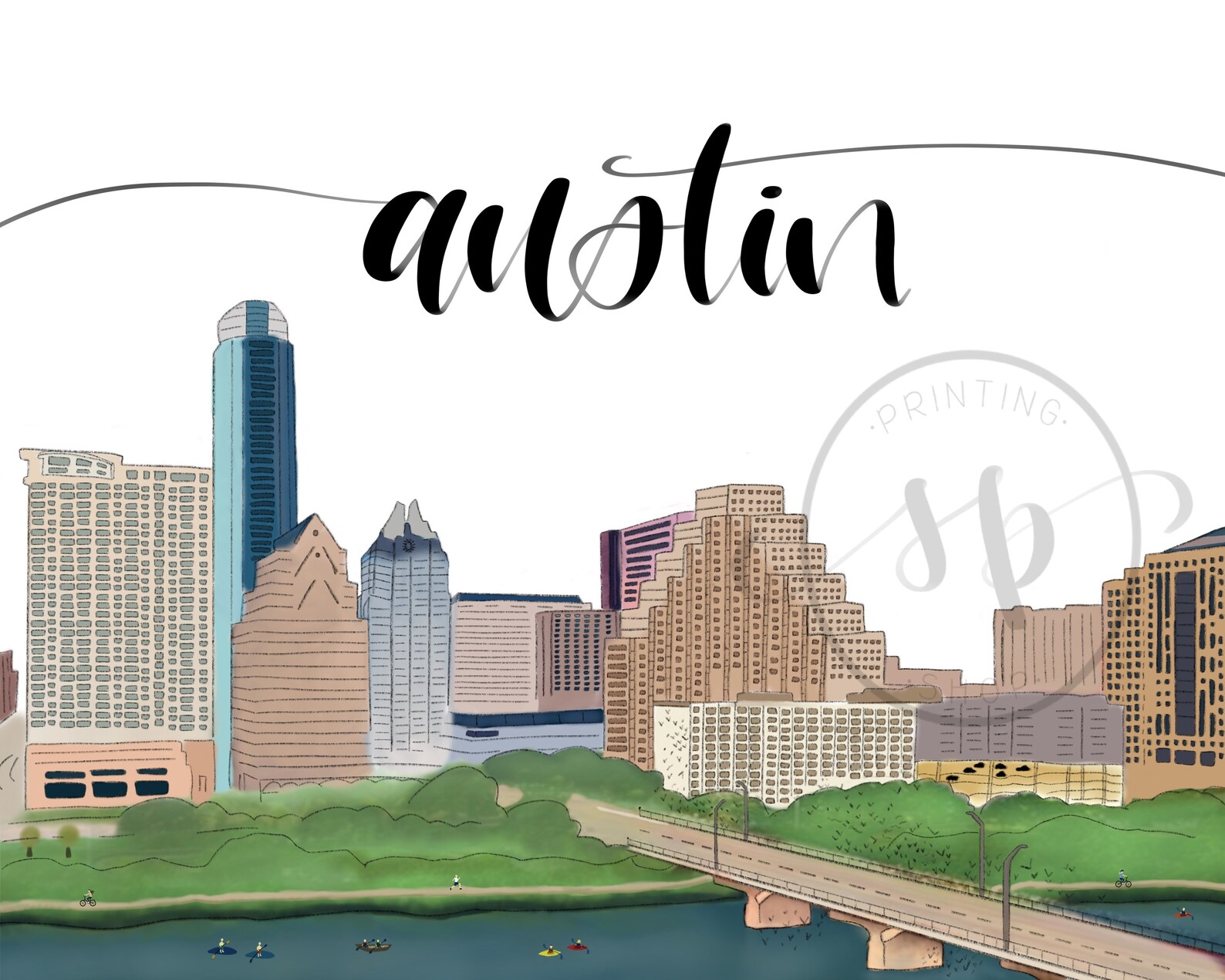 Austin Skyline Texas Digital Print | Etsy