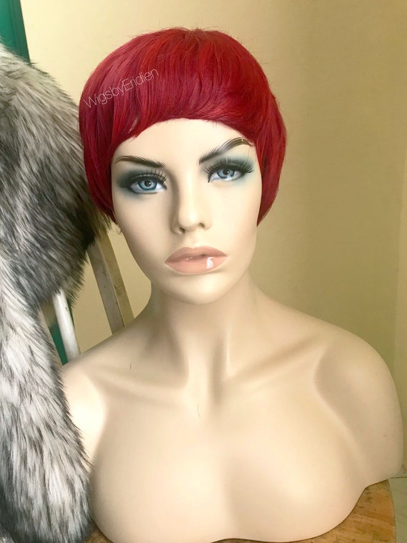 Short Red Wig Pixie Cut Wig Synthetic Red Wig Heat | Etsy