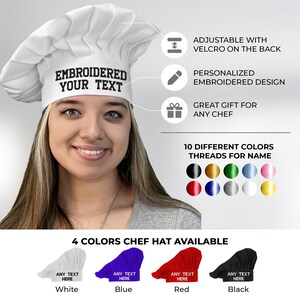 Personalized Chef Hat Custom Name | Size | Color - Font - Thread ...