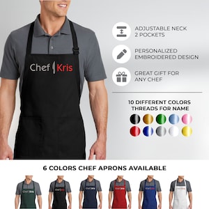 Custom Embroidered Chef Apron – Personalized Kitchen Apron With Name ...