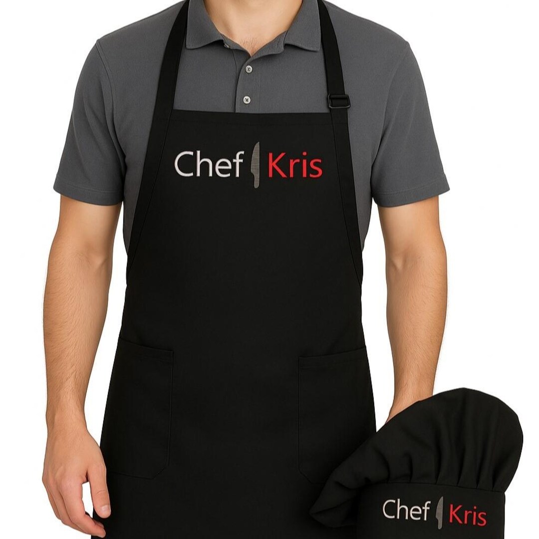 Personalized Apron and Chef Hat Set, Custom Name Embroidered - Gift Set ...