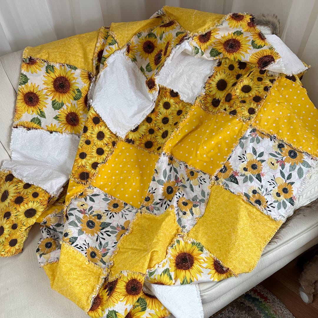 Picnic Blanket Throw Patchwork Rag Quilt Sunflower - Etsy