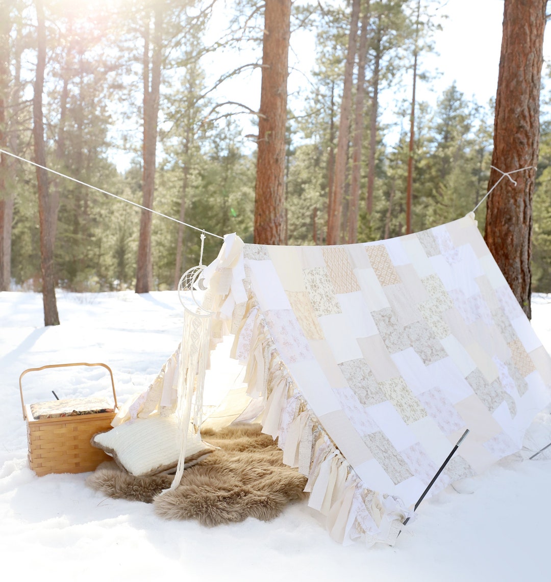 Gypsy Hippie Patchwork Cloth Tent Shabby Canopy Covering Wedding Ivory ...