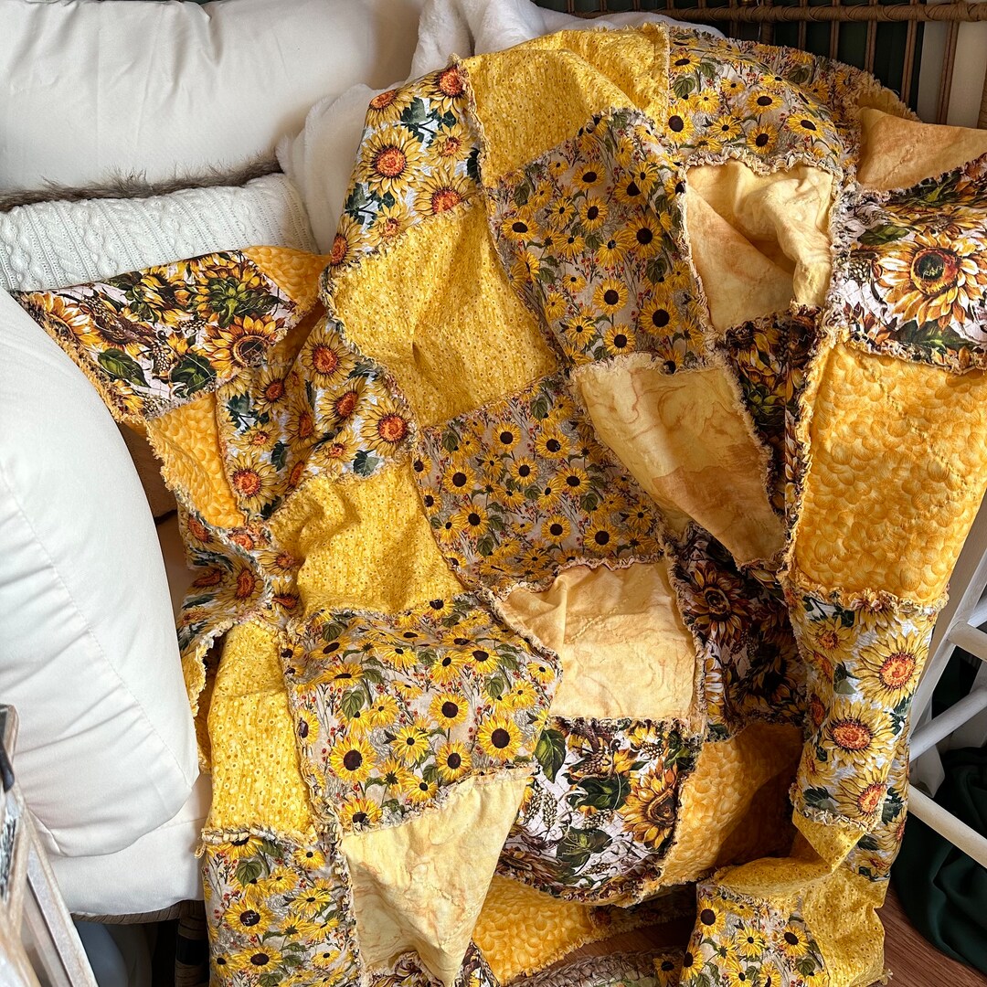 Picnic Blanket Throw Patchwork Rag Quilt Sunflower - Etsy