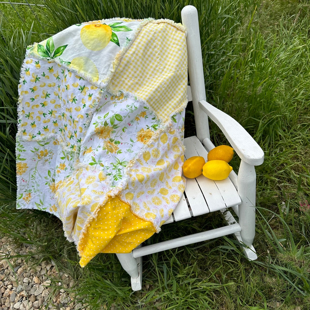 Picnic Blanket Throw Patchwork Rag Quilt Lemons Yellow Lemonade - Etsy