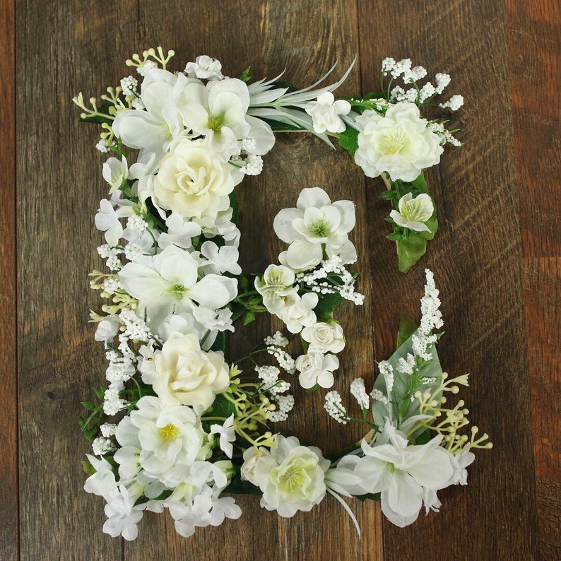 White Decorative Floral Wood Letters - Etsy