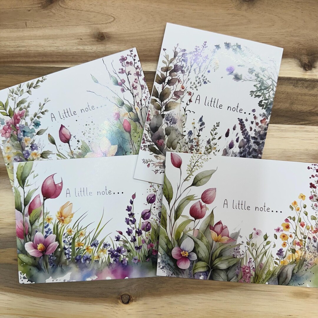 Note Cards Set Watercolor Wildflowers 4pk Set - Etsy