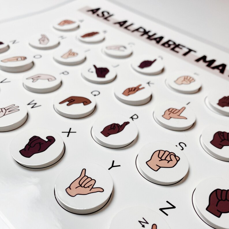 ASL Alphabet Matching Chart Skin Tones Fully Assembled Activity - Etsy ...