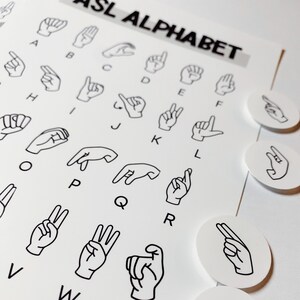 ASL Alphabet Matching Chart Transparent Hands Fully Assembled Activity ...