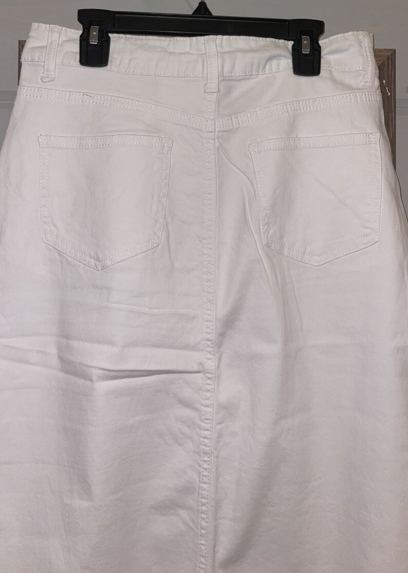 Long White Stretch Denim Skirt Etsy