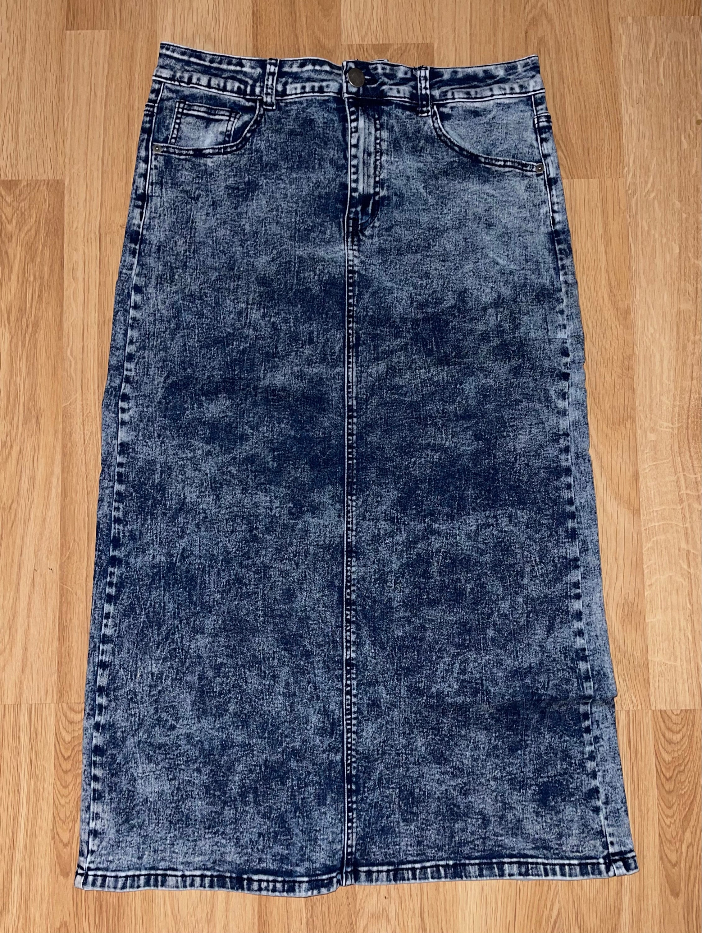 Dark Indigo Acid Wash Skirt - Etsy
