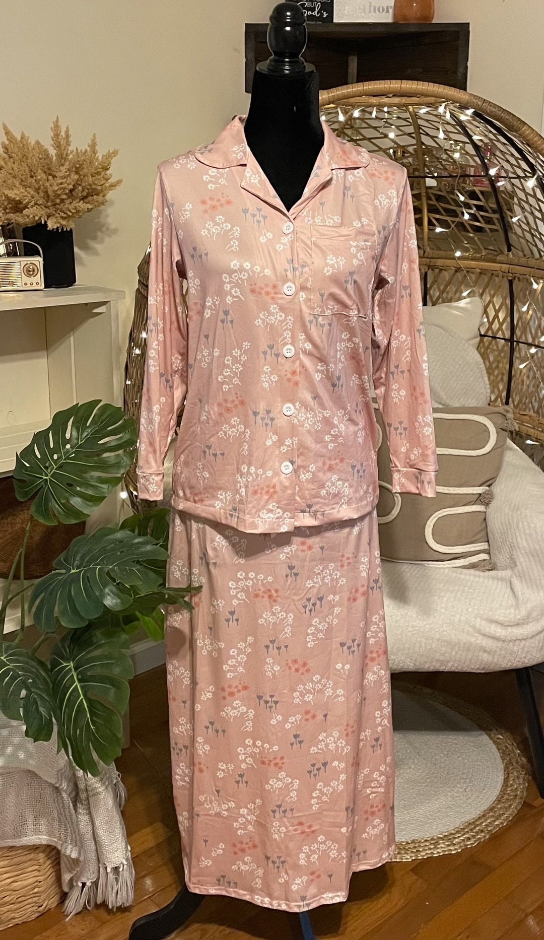Ladies Pink Floral Loungewear Set - Etsy