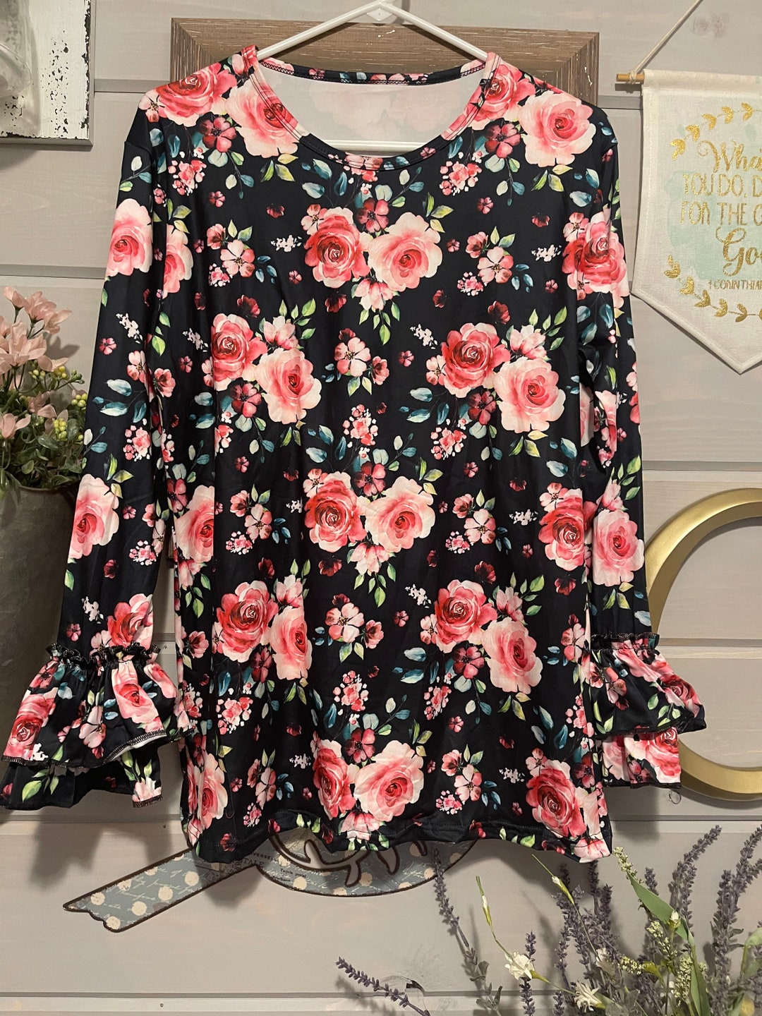 Long Sleeve Ruffle Cuff Shirt - Etsy